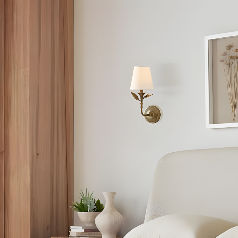 Rustic Forged Iron Wall Sconce | Antique Brass Botanical Wall Light | Ping Lighting